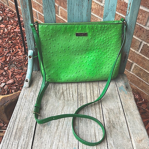 kate spade | Bags | Kate Spade New York Green Leather Ostrich Line ...